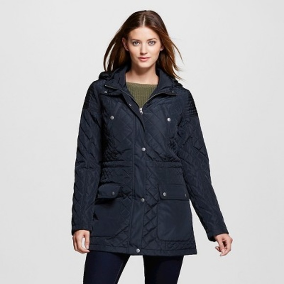Merona | Jackets & Coats | Merona Womens Black Quilted Anorak Long ...